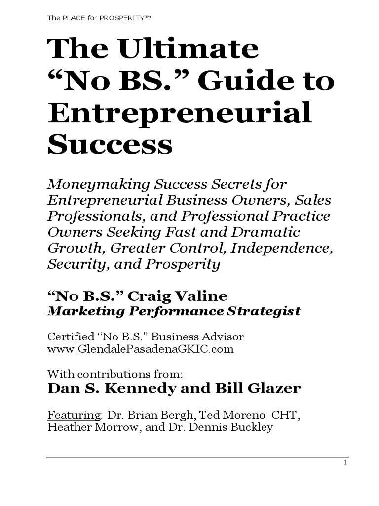 The Ultimate No BS Guide To Entrepreneurial Success - Book | PDF ...