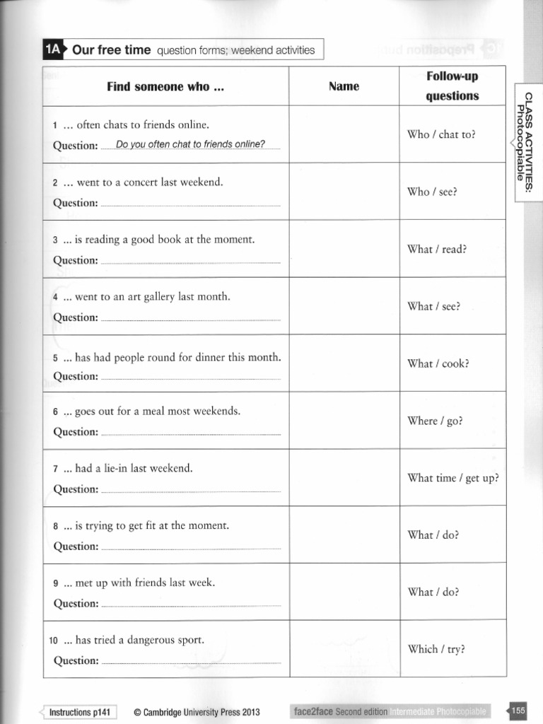 Face2face B1 Games For Practice | PDF