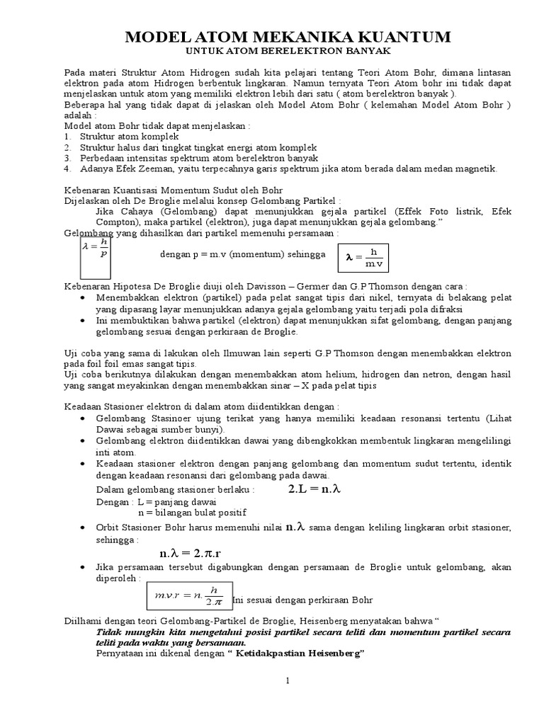 14-Model Atom Mekanika Kuantum | PDF | Sains & Matematika