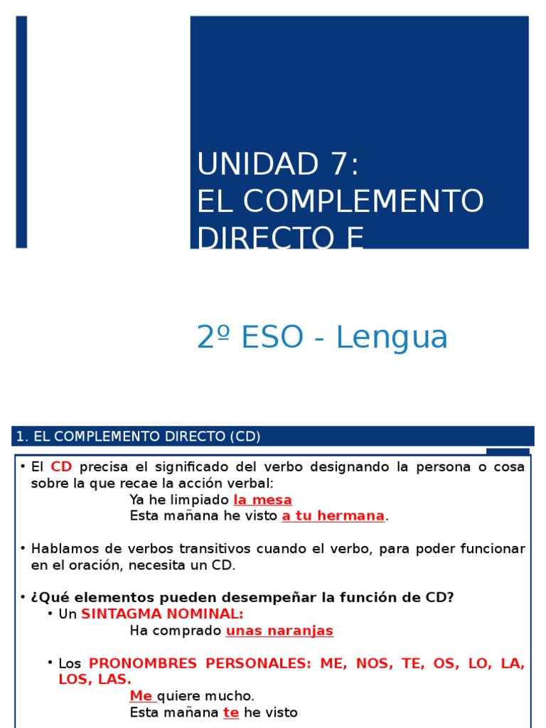2o ESO - Lengua Tema 07 (El CD y El CI) | Descargar gratis PDF | Objeto ... 2o ESO - Lengua Tema 07 (El CD y El CI) | Descargar gratis PDF | Objeto ...