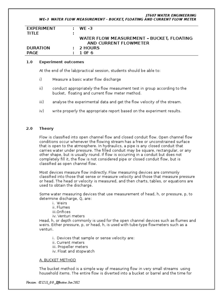 We 3 Water Flow Measurement Bucket Floating and Current Flow Meter2 ...