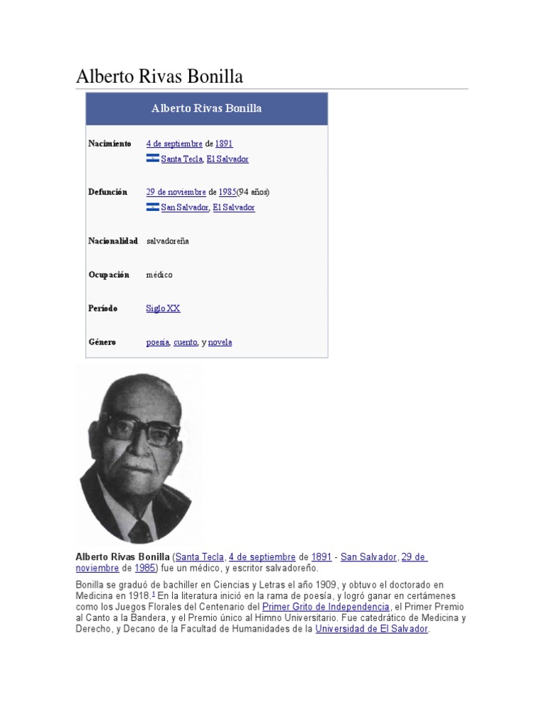 Alberto Rivas Bonilla | PDF | Clásicos