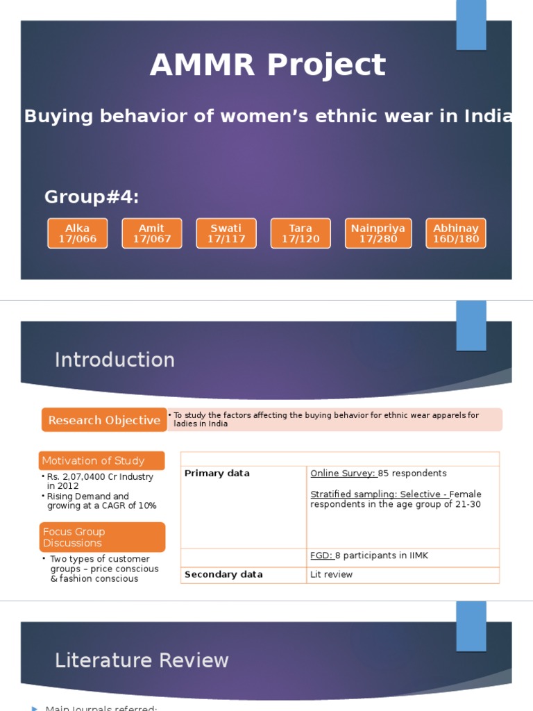 AMMR Project: Buying Behavior of Women's Ethnic Wear in India | PDF ...