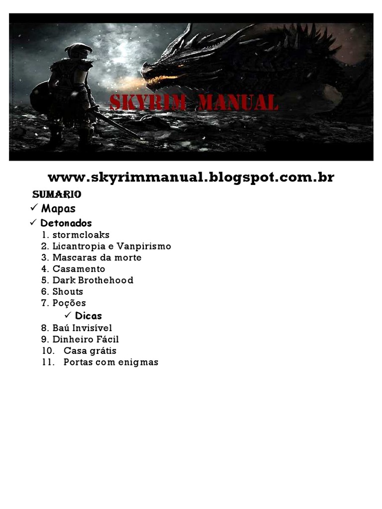 Skyrim Manual BR | PDF | Vampiros | Lobisomens