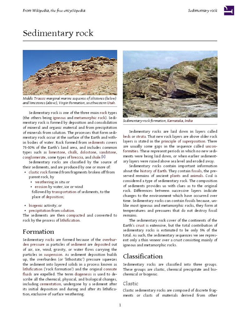 Sedimentary Rock: Formation | PDF | Clastic Rock | Sedimentary Rock