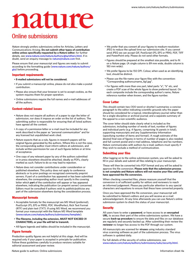 Nature - Online Submissions For The Journal | Download Free PDF ...