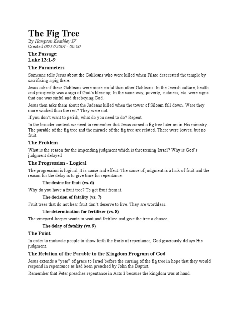 The Fig Tree | PDF | Jesus | New Testament Content