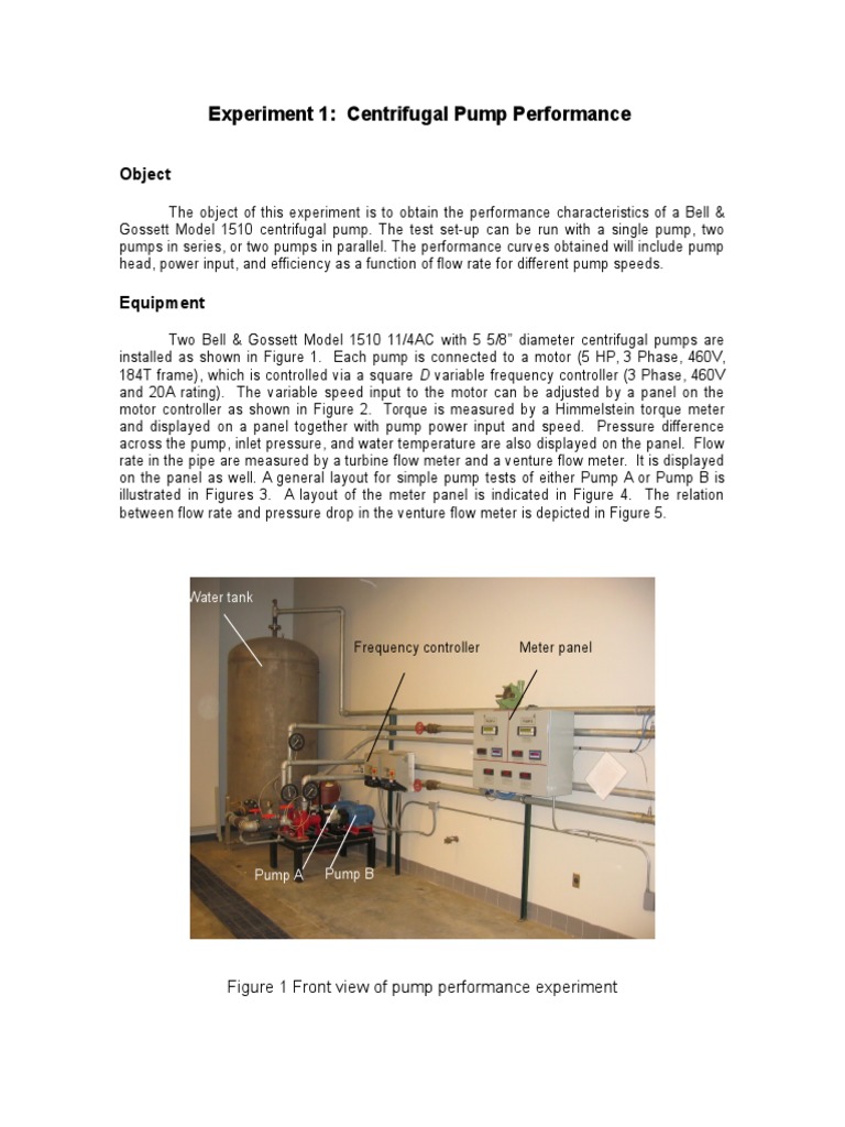 Experiment 1: Centrifugal Pump Performance: Object | PDF | Pump ...