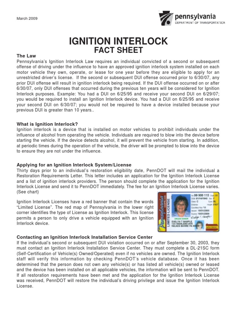 Ignition Interlock Facts | PDF | Drunk Driving In The United States ...