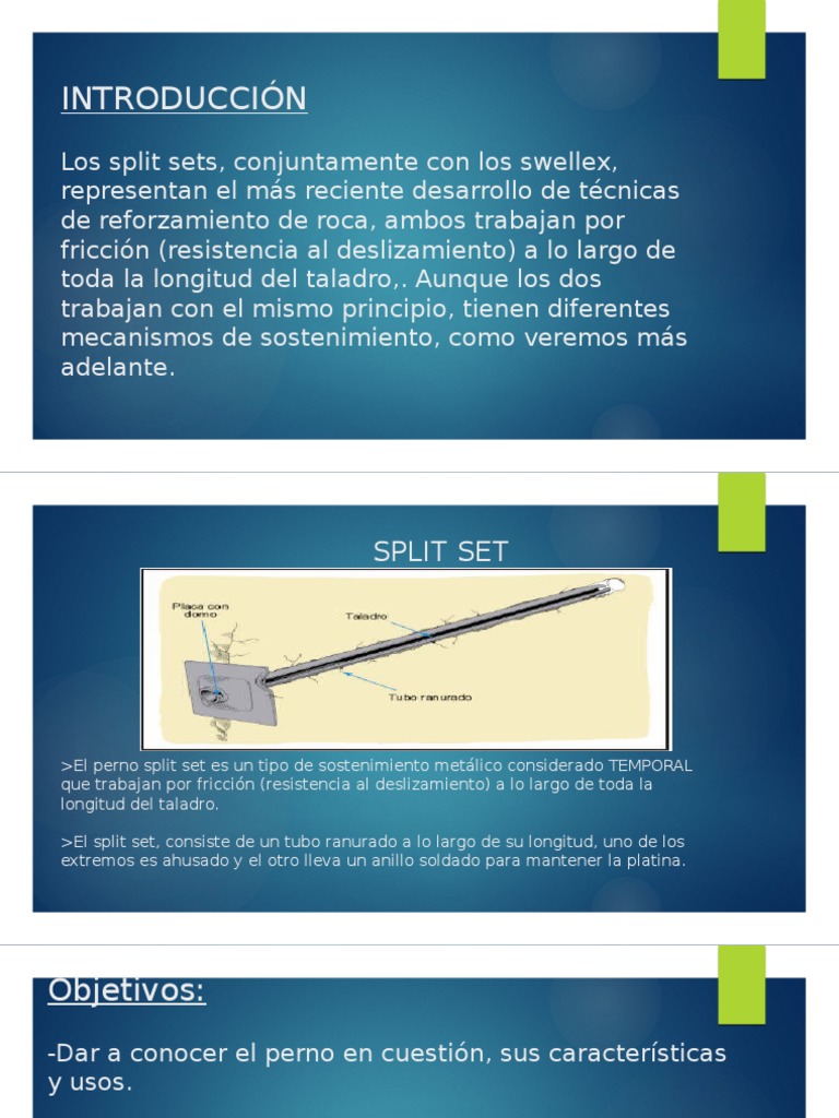 Características del Perno Split Set | PDF | Perforar | Fricción