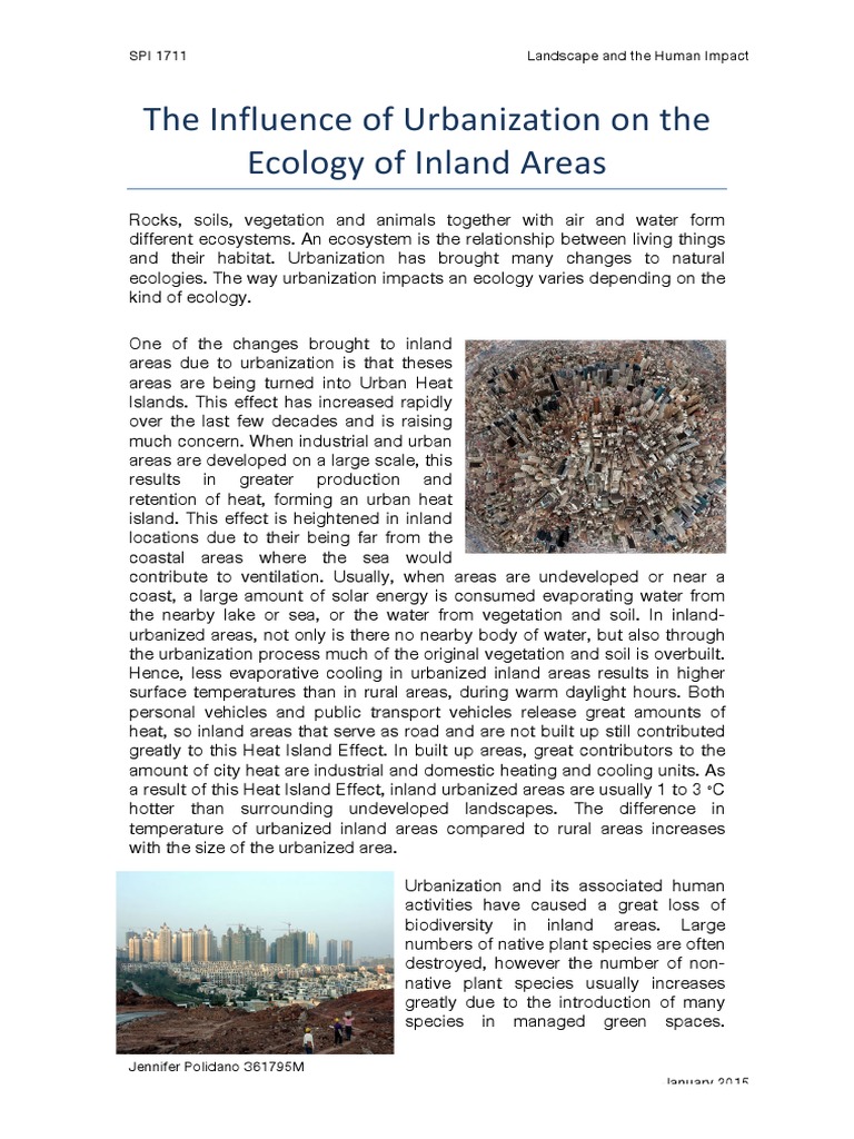Urbanization's Impact on Inland Ecology | PDF | Urbanization | Human ...