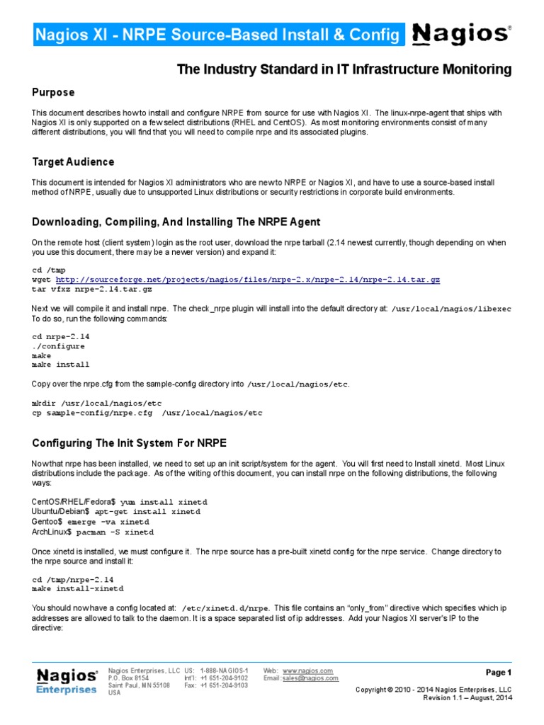 How To Configure NRPE and Install From Source With Nagios XI PDF | PDF ...