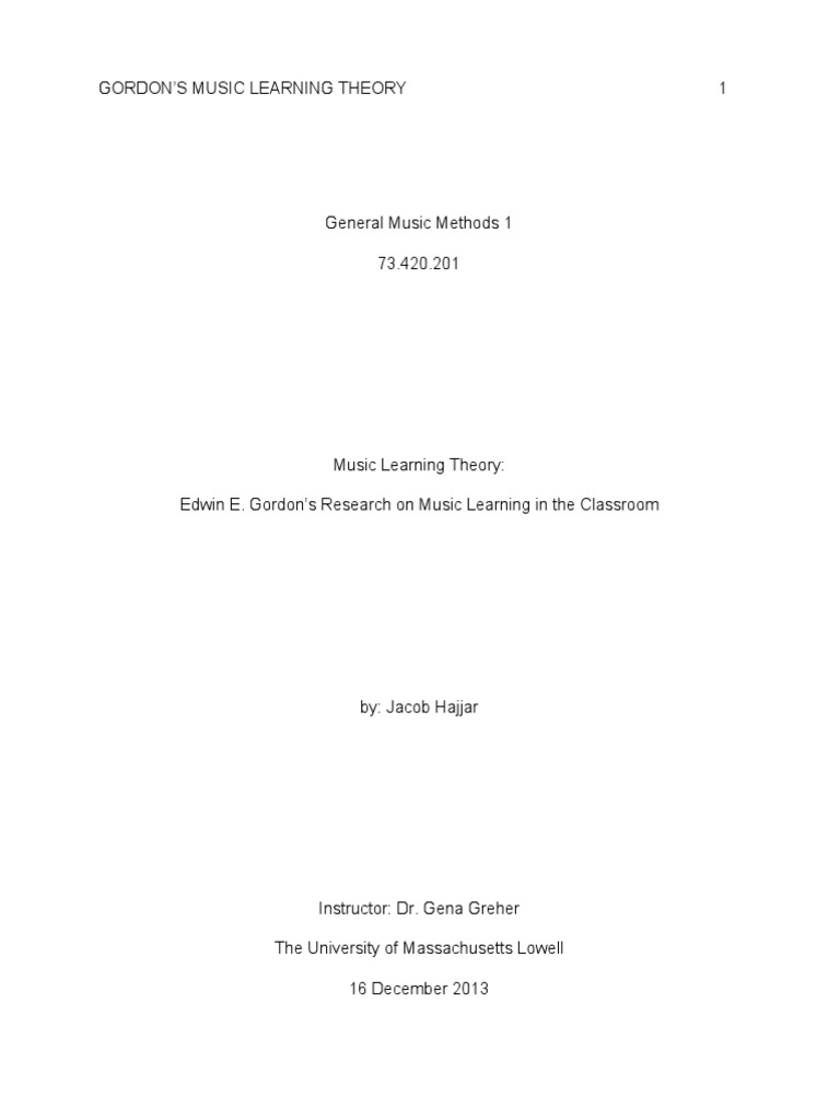 Understanding Music Learning Theory: An Overview of Edwin Gordon's ...