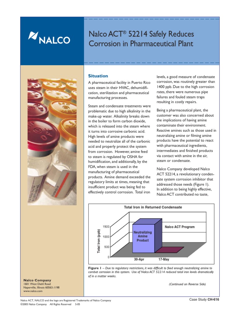 Nalco ACT 52214 Safely Reduces Corrosion in Pharmaceutical Plant | PDF ...
