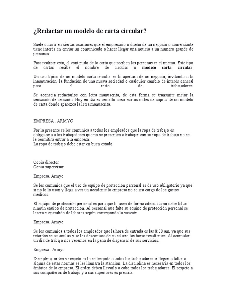 ¿Redactar Un Modelo de Carta Circular? | PDF | Disciplinas | México