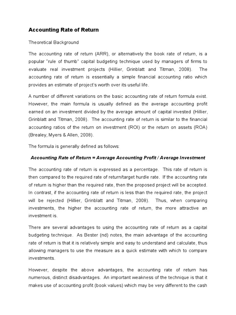 ARR Capital Budgeting Technique | PDF | Capital Budgeting | Corporations