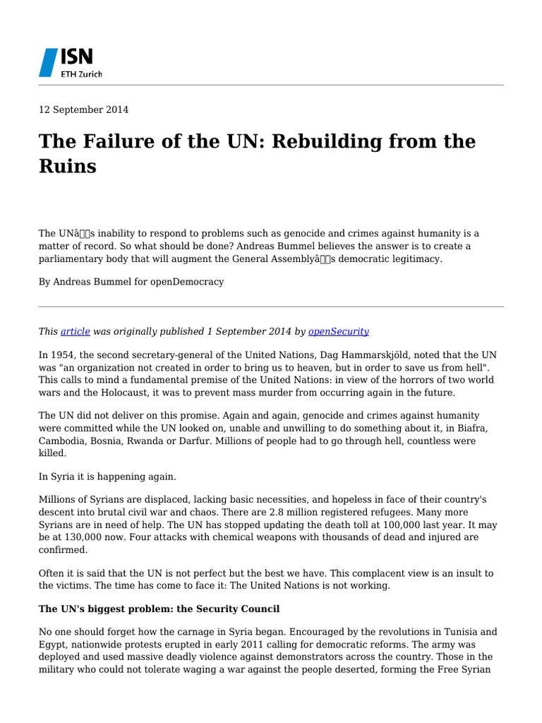 The Failure of The Un: Rebuilding From The Ruins: Article Opensecurity ...