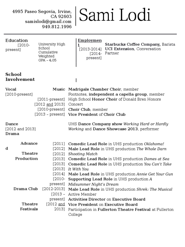 Sami Lodi Resume (COMPATIBLE) | PDF | Sat | Further Education