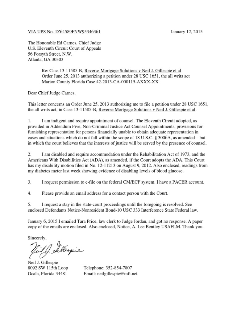 Chief Judge Ed Carnes Order On 28 USC 1651 No. 13-11585 The All Writs ...