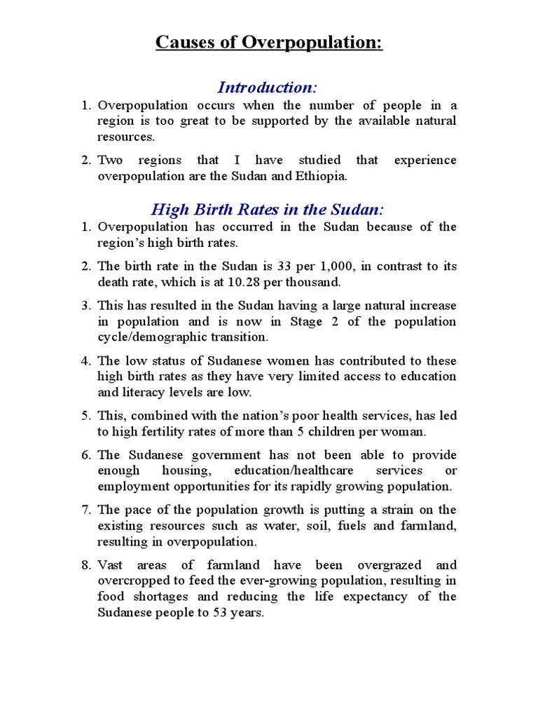 Causes of Overpopulation | PDF | Human Overpopulation | Birth Rate