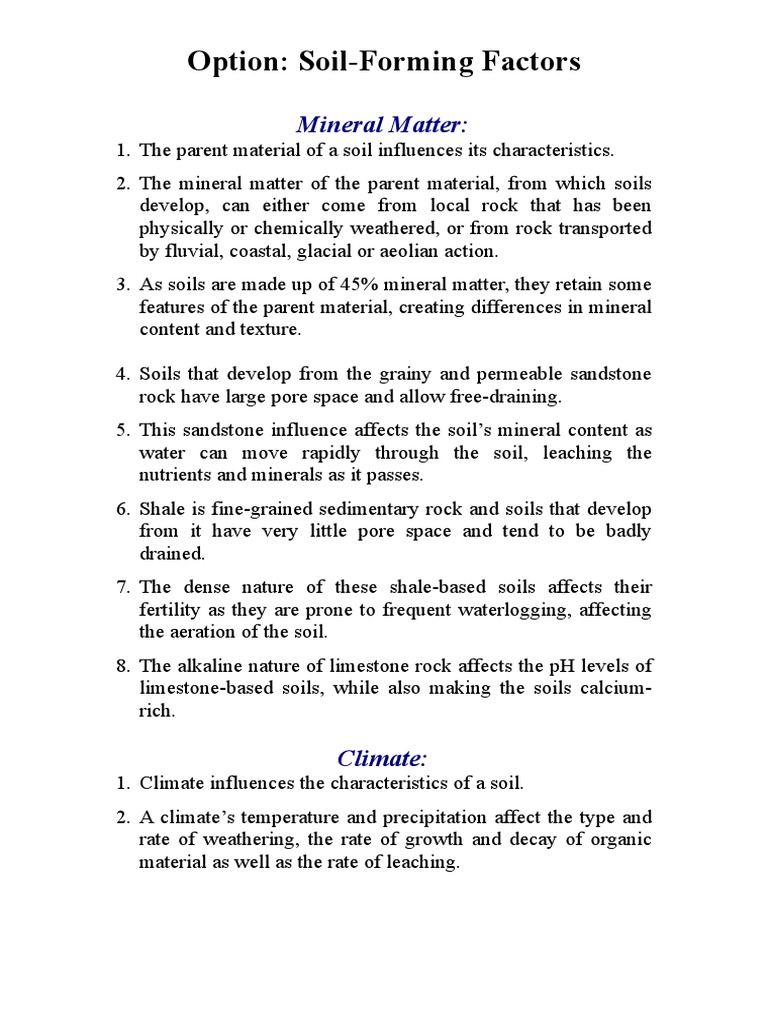 Soil Forming Factors Pdf Organic Matter Soil