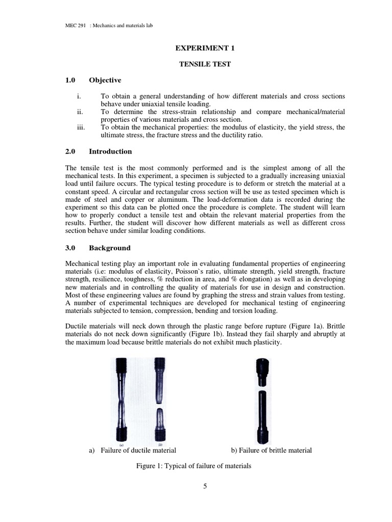 Experiment 1-Tensile Test | PDF | Deformation (Engineering) | Ultimate ...