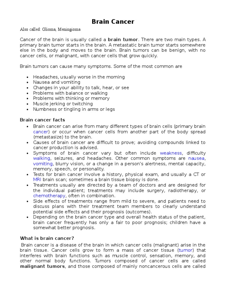Brain Cancer Report | Brain Tumor | Metastasis
