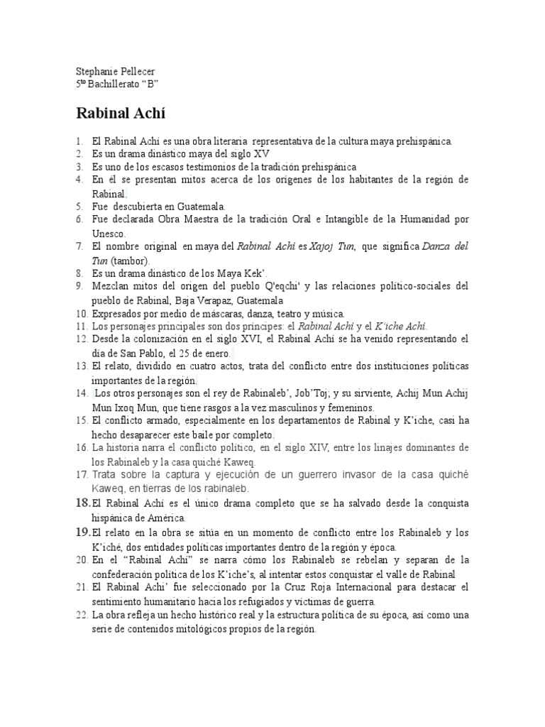 Rabinal Achí | PDF | Pueblos mayas | Guatemala