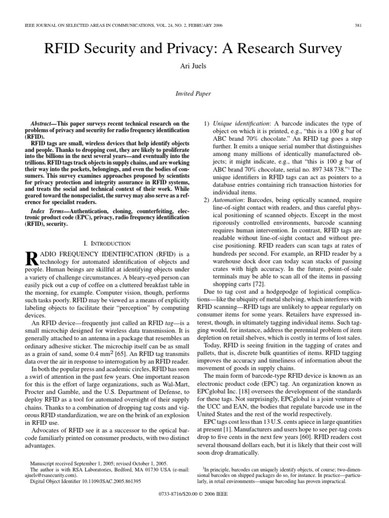 Rfid Survey | PDF | Radio Frequency Identification | Near Field ...