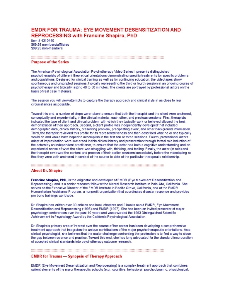 Emdr For Trauma - Eye Movement Desensitization and Reprocessing With ...
