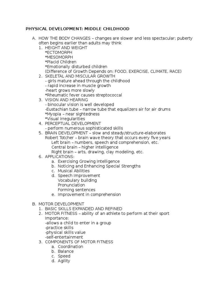 Physical Development: Middle Childhood | PDF | Stress (Biology ...