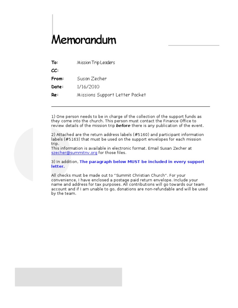 Cover Memo Letter | PDF
