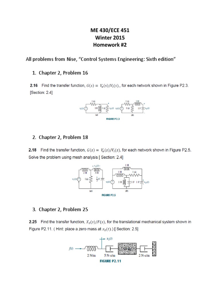 All Problems From Nise, "Control Systems Engineering: Sixth Edition" 1 ...