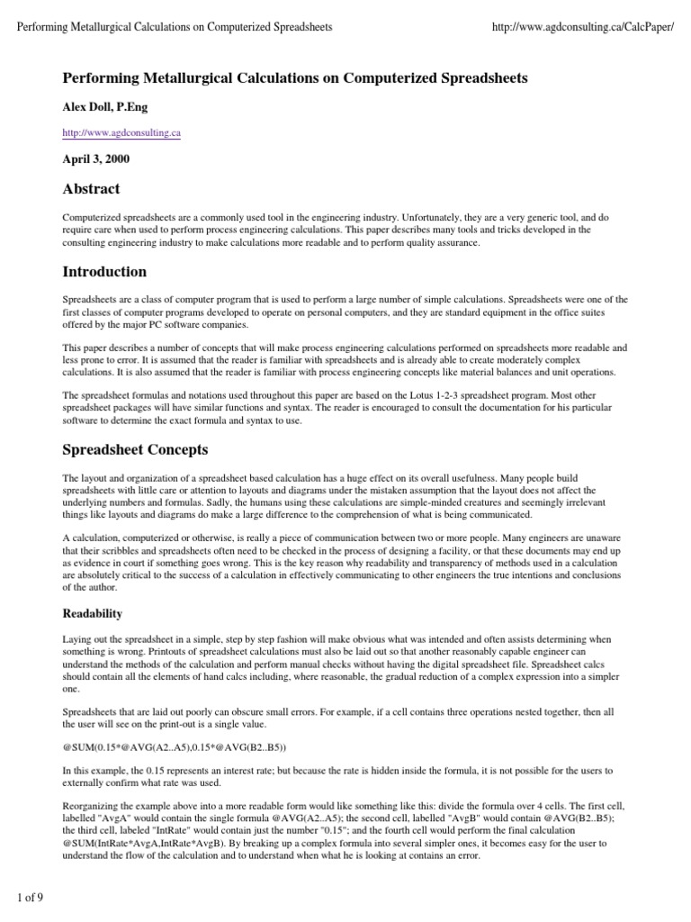 MassBalance Spreadsheet | PDF | Spreadsheet | Formula
