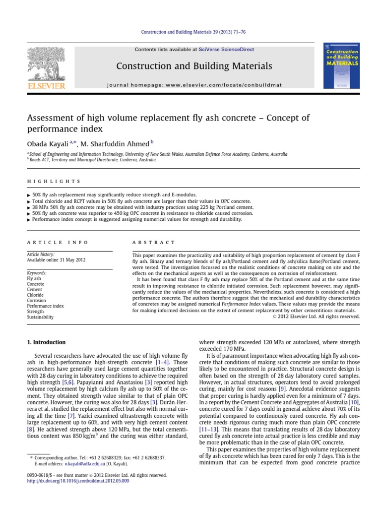 High Volume Fly Ash Concrete | PDF | Concrete | Strength Of Materials