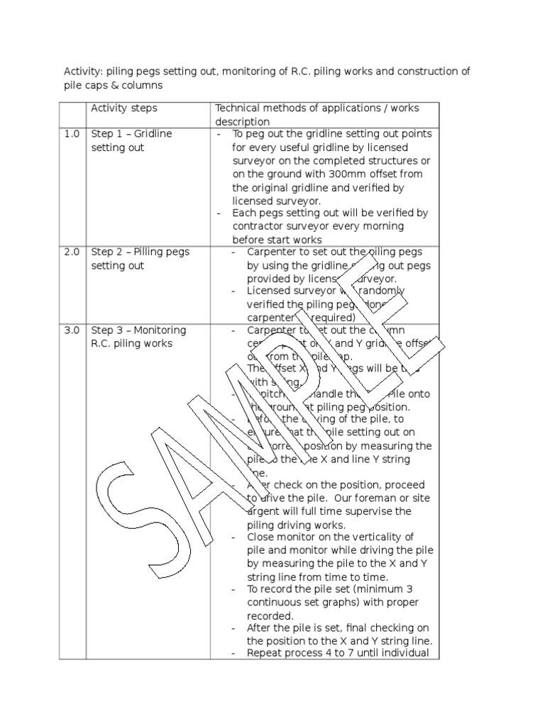 Method Statement For Piling | PDF | Deep Foundation | Surveying