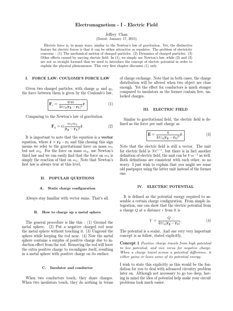 Electromagnetism - I - Electric Field | PDF | Cathode Ray Tube ...
