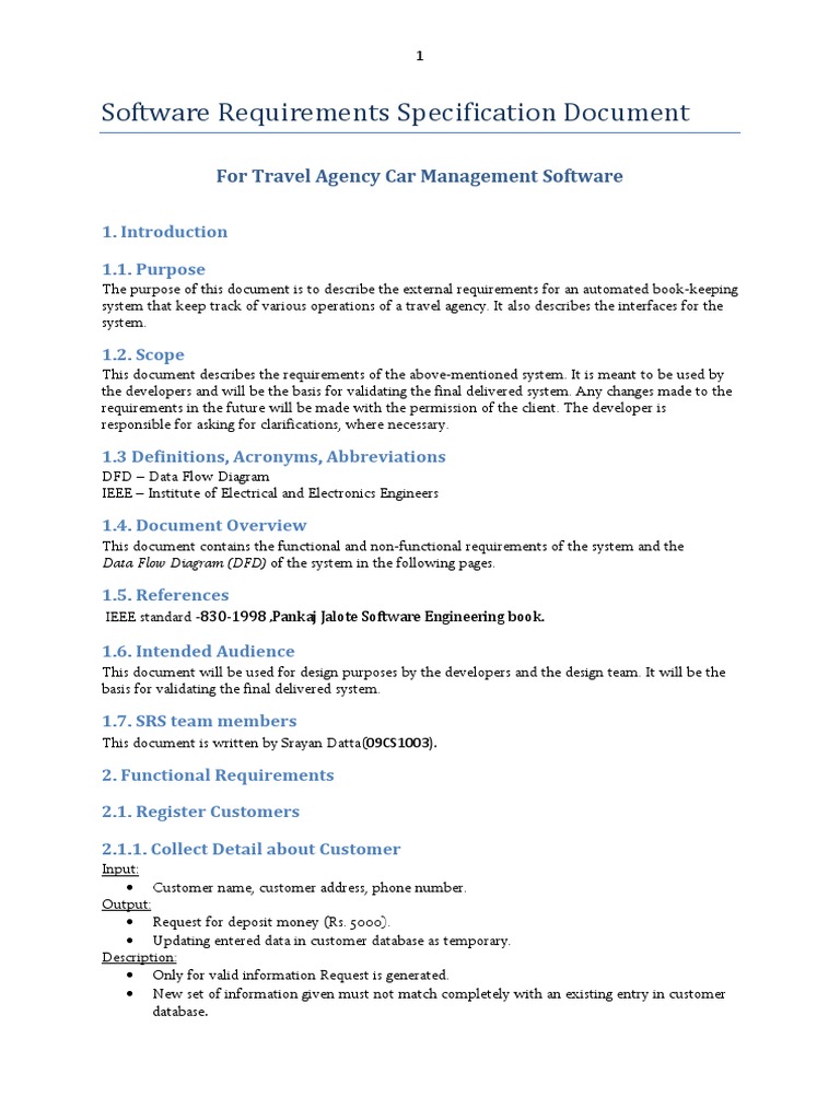 Travel Management SRS | PDF | Databases | Input/Output