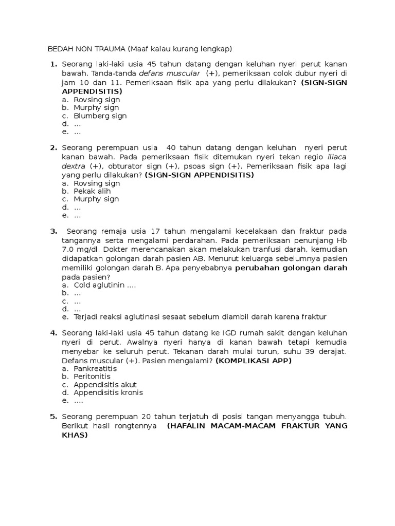 Latihan Soal Bedah Ukmppd | PDF