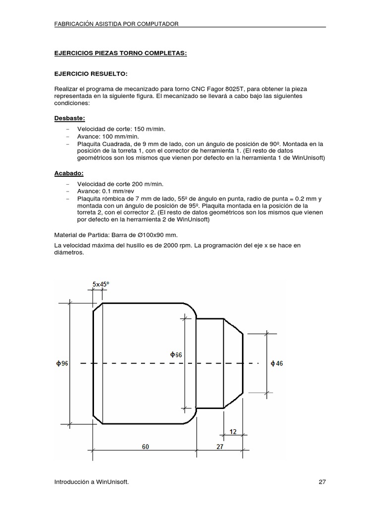 Ejemplo Pieza Torneado CNC Con WINUNISOFT | PDF