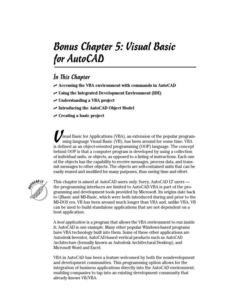 Bonus Chapter 5 - Visual Basic For AutoCAD PDF | PDF | Visual Basic For ...