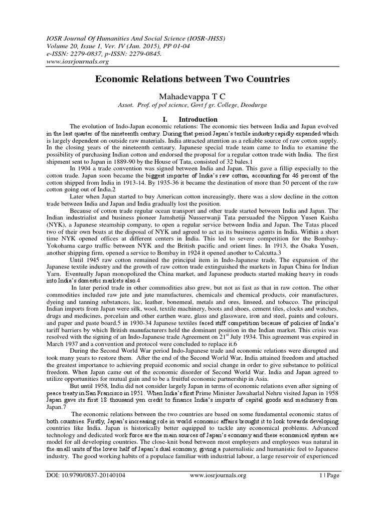 Economic Relations Between Two Countries | PDF | Japan | Agriculture