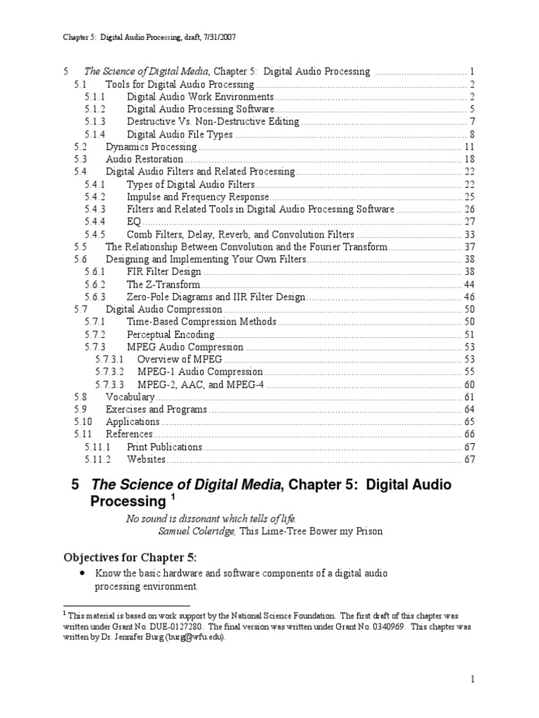 Digital Audio Processing | PDF | Microphone | Data Compression
