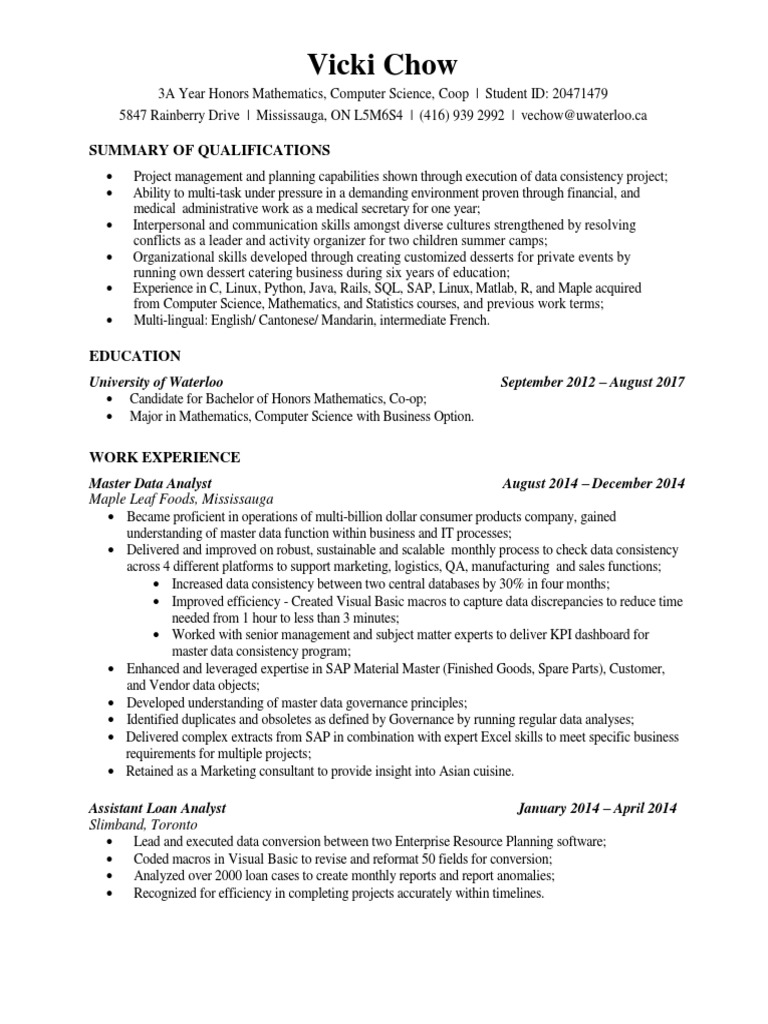 Vicki Chow - Resume | PDF | Expert | Sap Se