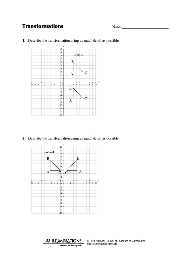 Transformations: 1. Describe The Transformation Using As Much Detail As ...