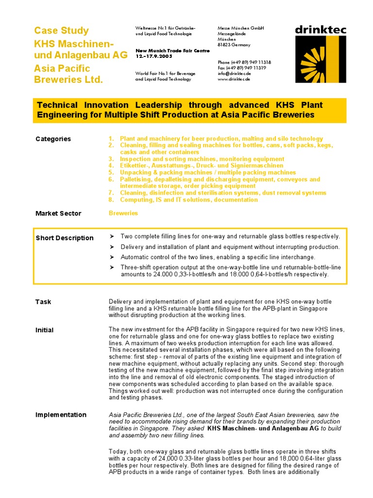 Casestudy Khs Final e 15614833 | PDF | Drink | Washing Machine