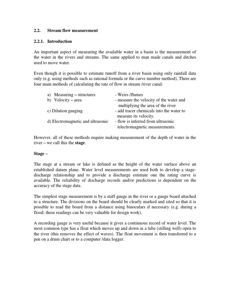 Stream Flow Measurement | PDF | River | Flow Measurement