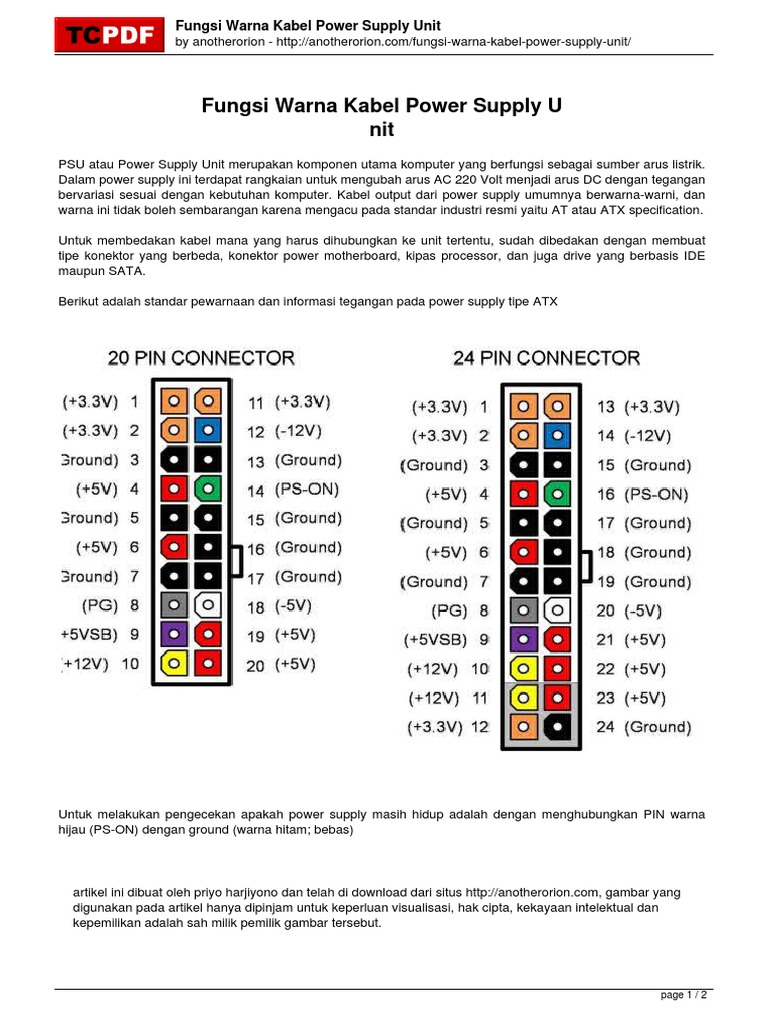 Fungsi Warna Kabel Power Supply Unit | PDF