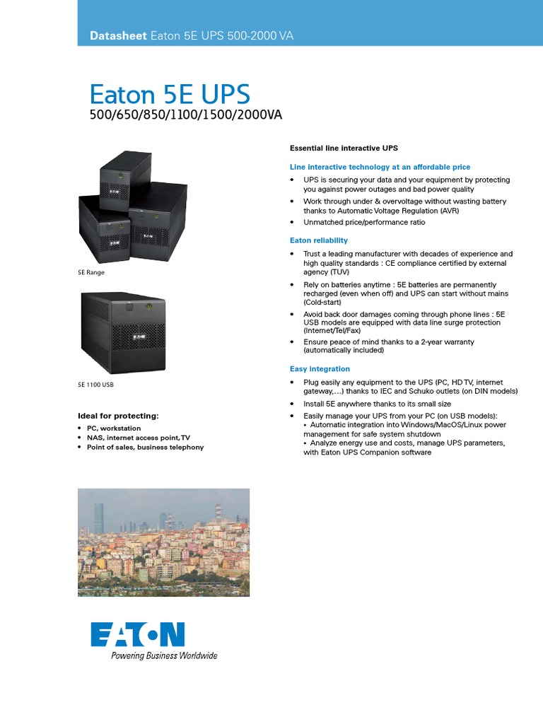 Eaton 5E Datasheet LD | Usb | Ac Power Plugs And Sockets