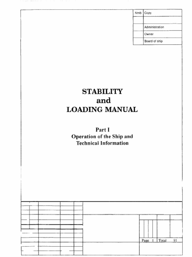 Stability & Loading Manual For Ships